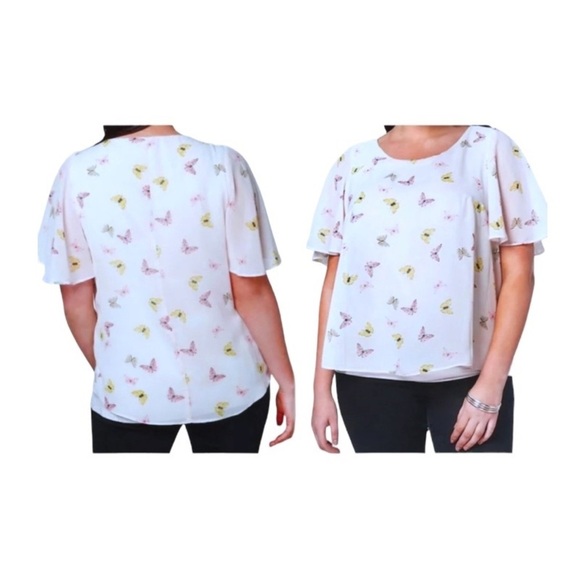 Evans | Tops | Evans Chiffon Overlay Blouse Butterflies 28 Plus 2x Or ...